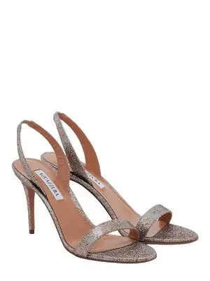 AQUAZZURA Metallic Leather Slingback Sandals - Silver