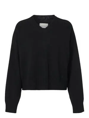 Loulou De Saison Cropped Cashmere V-neck Sweater - Black