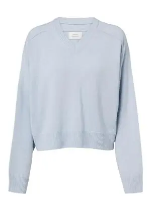 LOULOU DE SAISON Cropped Cashmere V-Neck Sweater