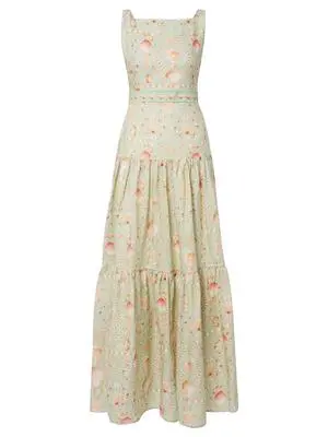 Agua Bendita Abeja Tiered Maxi Dress - Green