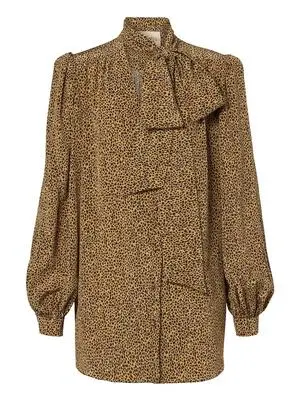 Valentino Garavani Leopard Print Silk Blouse - Brown
