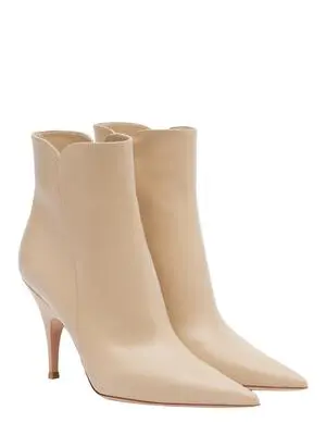 GIANVITO ROSSI Leather Ankle Boots - Beige