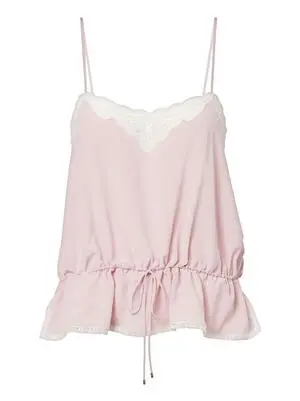 Chloé Silk Crepe De Chine Camisole With Lace Trim - Pink