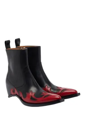 MAISON MARGIELA Leather Cowboy Boots - Black
