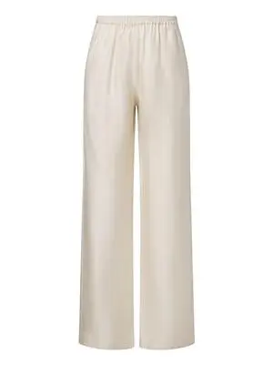 Loulou De Saison Alera Silk Twill Wide-leg Pants In Ivory - Beige