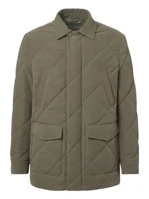 Canali Quilted Puffer Jacket With Suede Trim - Green