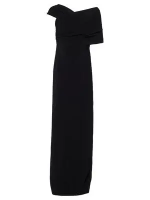 Oscar De La Renta Asymmetrical Crepe Gown - Black