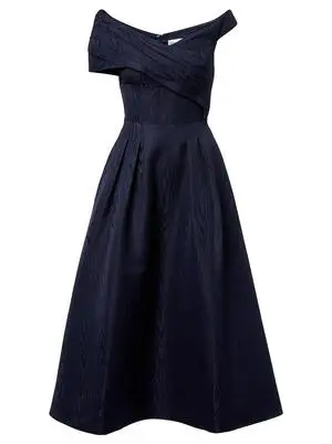 Rebecca Vallance Asymmetric Off-shoulder Midi Dress - Blue