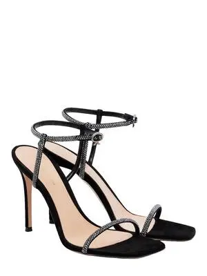 GIANVITO ROSSI Embellished Leather Sandals - Black