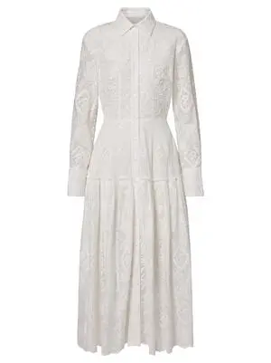 Erdem Floral Embroidered Cotton Shirt Dress - White