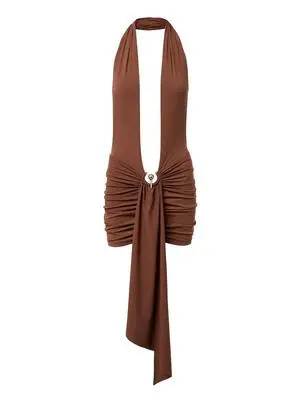 Christopher Esber Halterneck Jersey Minidress - Brown