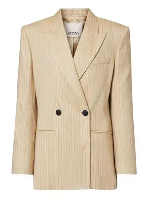 Isabel Marant Étoile Isabel Marant Ranya Pinstripe Wool-Blend Blazer Beige
