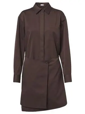 Loewe Double L Cotton And Silk Shirt Dress - Brown