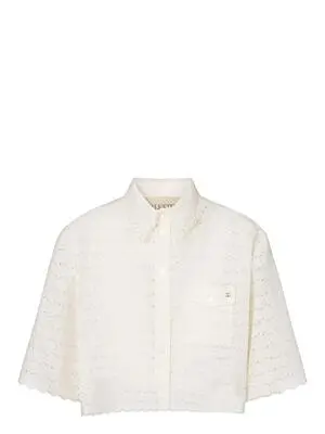 Valentino Garavani Vlogo Broderie Anglaise Cotton Shirt - White