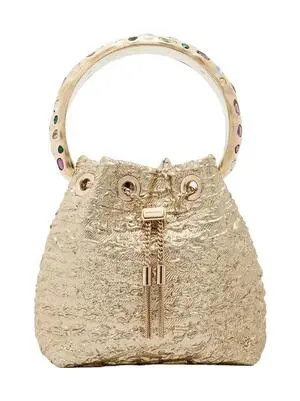 JIMMY CHOO Bon Bon Small Lurex Bucket Bag - Gold