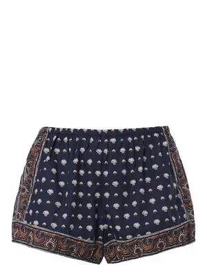 DÔEN Vienna Printed Cotton Shorts - Blue