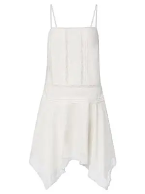 Staud Corinna Embroidered Cotton Voile Mini Dress In Ivory - White
