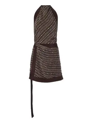 SIR. Astrid Printed Open-back Minidress - Brown