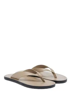 A.emery Flora Leather Thong Sandals - Beige