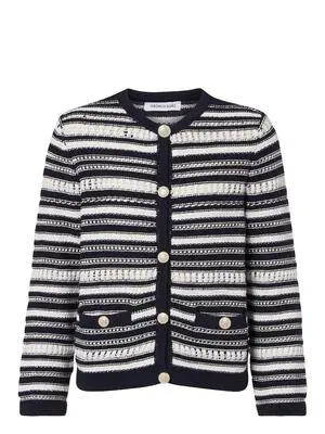 Veronica Beard Bellingham Striped Cotton Cardigan - Blue