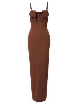 Christopher Esber Arced Ruched Maxi Dress - Brown