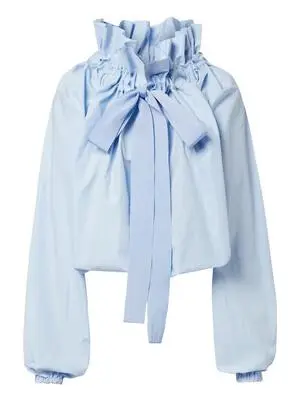PATOU Bow-detail Cotton Poplin Blouse - Blue