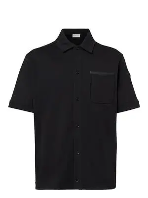 Moncler Leather-trimmed Cotton Shirt - Black