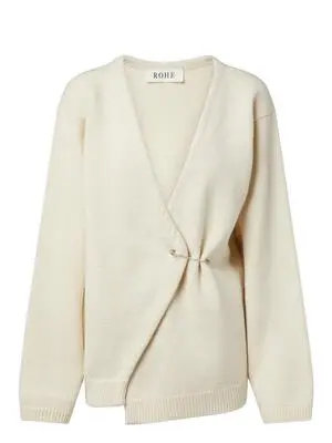 RÓHE Wool & Cashmere Wrap Cardigan - White