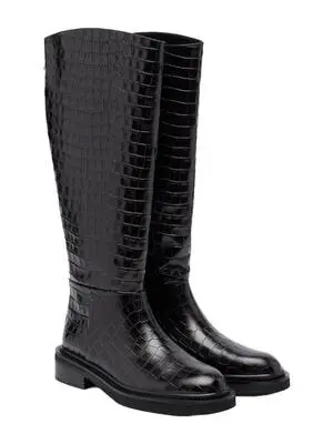 A.emery Jude Croc-effect Leather Knee-high Boots - Brown