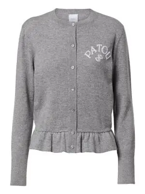PATOU Jacquard Logo Wool And Cashmere Cardigan - Grey