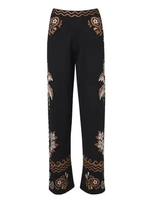 Alanui Wool And Silk-blend Wide Leg Pants - Black