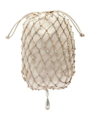 Savette Macrame Small Leather Pouch - Beige