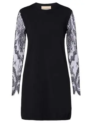 Valentino Garavani Lace Trimmed Minidress - Black