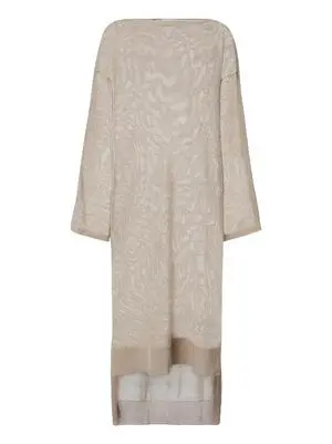 Alaïa Semi-sheer Linen And Silk Kaftan - Beige