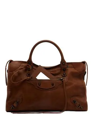 Balenciaga Balenciaga Le City Medium Leather Top-Handle Bag Brown