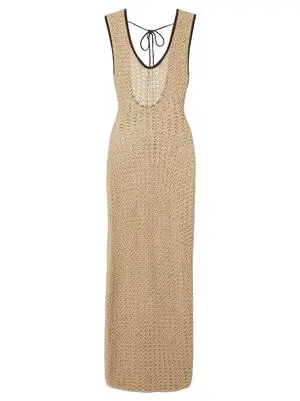 SIR. Ellinor Crochet Cotton Maxi Dress - Beige