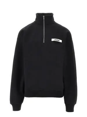 Jacquemus Half-zip Fleece-back Sweatshirt - Black