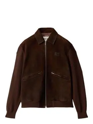 Miu Miu Waxed Suede Blouson Jacket - Sienna