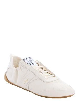 Chloé Kick Leather & Mesh Lace-up Sneakers - Eggshell