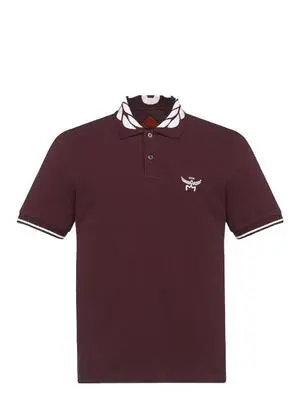 Mcm Laurel Logo Piqué Polo In Organic Cotton - Winetasting