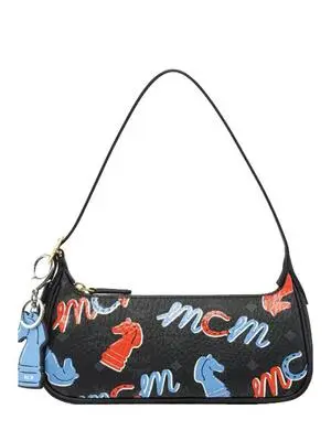 Mcm Visetos Monogram Year Of The Horse Shoulder Bag - Black