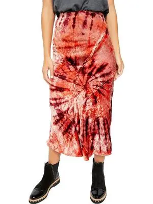FREE PEOPLE Free People Tie-Dye Velvet Midi Skirt