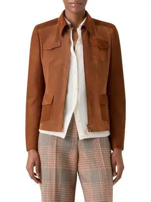 Akris Goatskin Suede Shirt Jacket - Hazel
