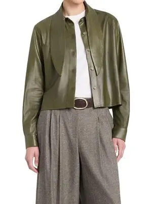 TWP Tied Up In You Leather Shirt - Beetle