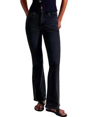 Free People Double Knot High Waist Straight Leg Jeans - Dark Horizon