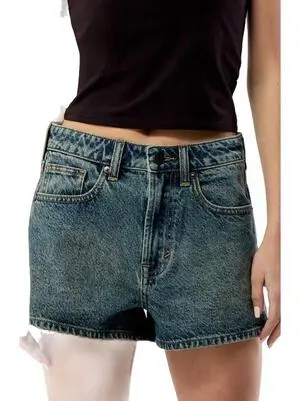 PACSUN Ivy High Waist Shorts - Medium Indigo