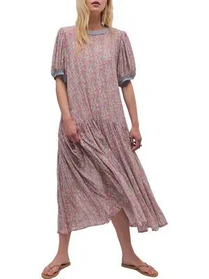 Free People Courtside Crush Floral Maxi Dress Blush Combo