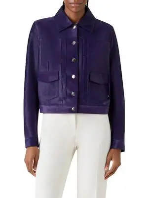 Akris Hilbert Suede Trucker Jacket - Purple