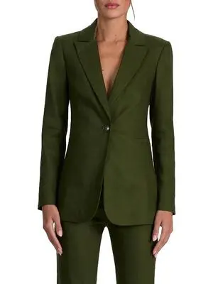 Alice + Olivia Breann Long Fitted Blazer - Dark Fern