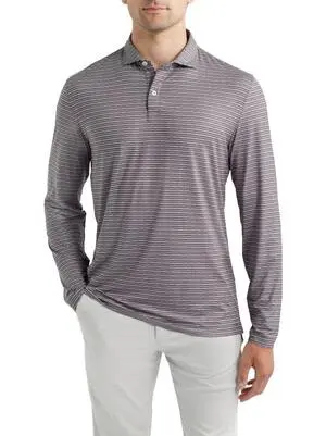 Johnnie-o Printed Track Stripe Long Sleeve Performance Polo Black
